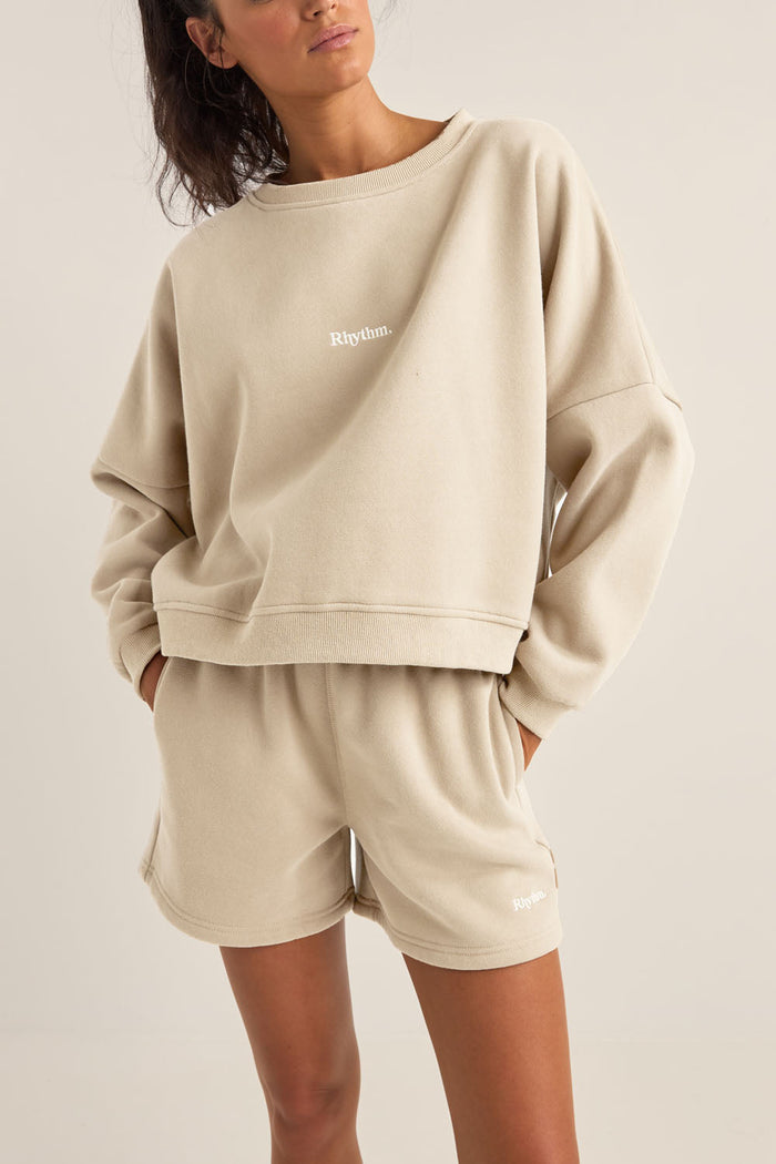 Rhythm Logo Crew Neck Fleece - OAT | Sun Diego Boardshops